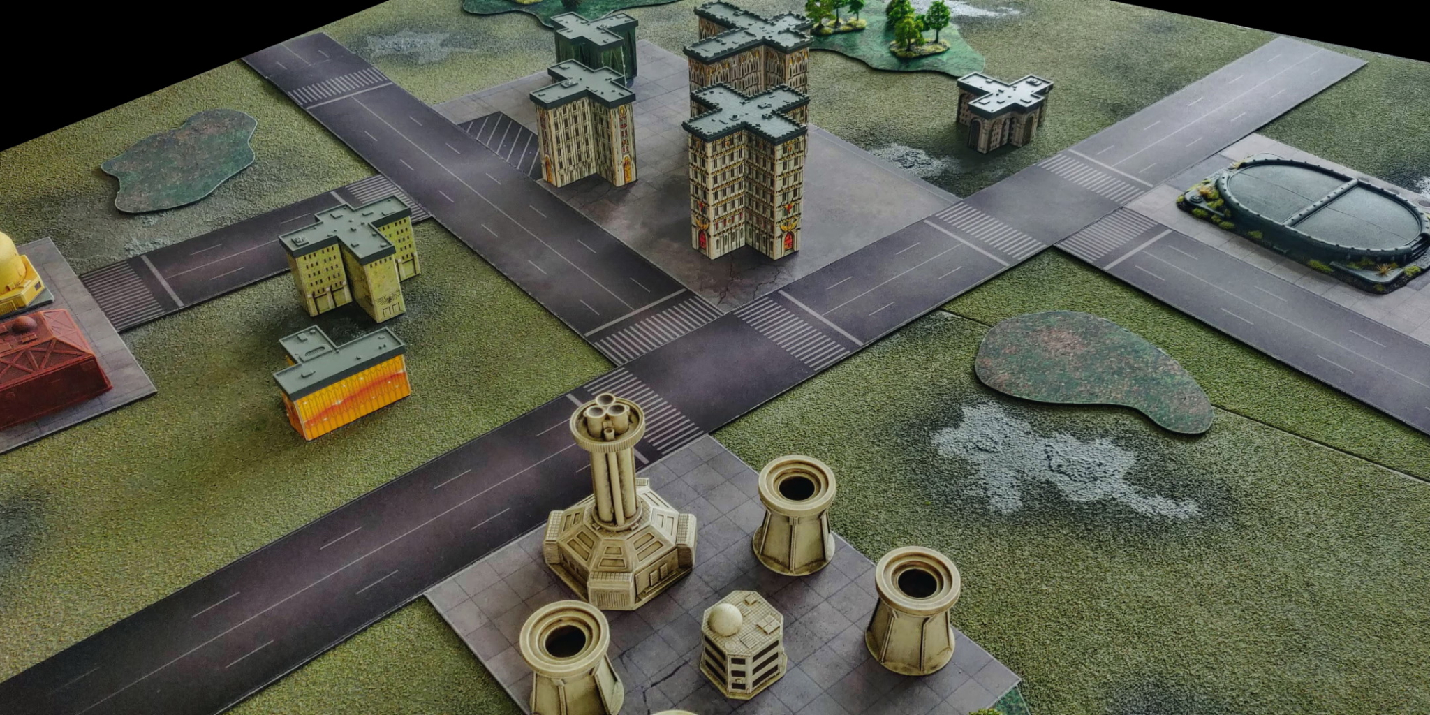 Easy Epic 40k terrain bases and roads, from battle mats